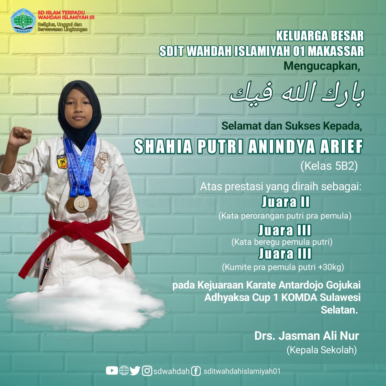 Shahia, Karateka Putri SD Wahdah Raih Juara di Adhyaksa Cup 1 2022 – SDIT Wahdah Islamiyah 01